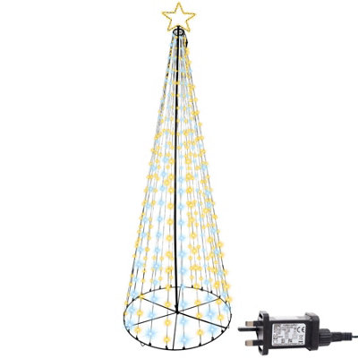 Christmas White & Warm White Maypole Tree LED Light Pyramid Outdoor ...