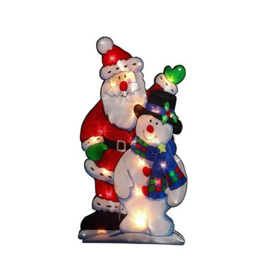 Christmas Window Silhouette Battery Operated & USB - Santa with Snowman