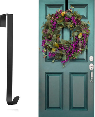Christmas Wreath Hanger for Front Door (12 inches, 31cm) Black Metal ...
