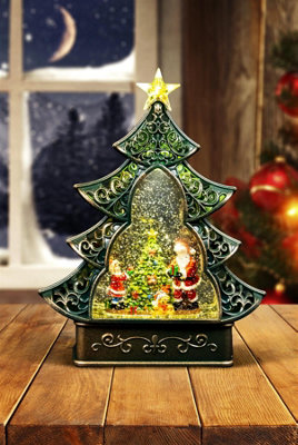 Christmas Xmas Scene Globe Lantern with Swirling Water Glittering Music ...