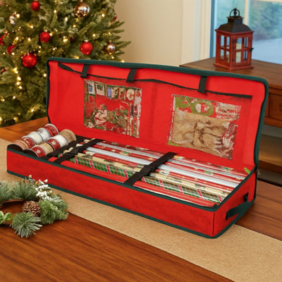 Christmas Xmas Wrapping Paper Storage Bag Gift Wrap Decoration Tidy ...