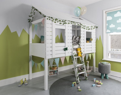 Christopher Jungle Treehouse Kids Solid Wood Midsleeper Bed with Canvas ...