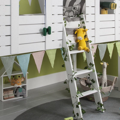 Christopher Jungle Treehouse Kids Solid Wood Midsleeper Bed with Canvas ...
