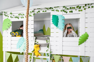 Christopher Jungle Treehouse Kids Solid Wood Midsleeper Bed with Canvas ...