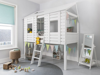 Christopher Jungle Treehouse Kids Solid Wood Midsleeper Bed with Canvas ...