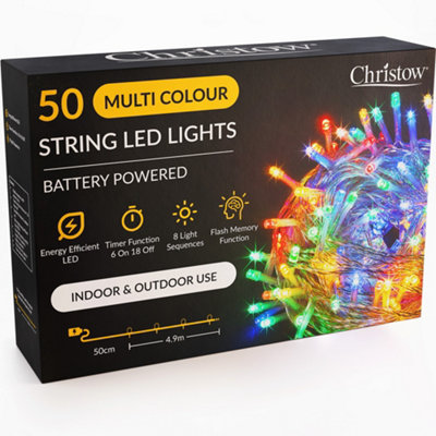Christow Christmas Battery Powered LED String Lights with Clear Cable