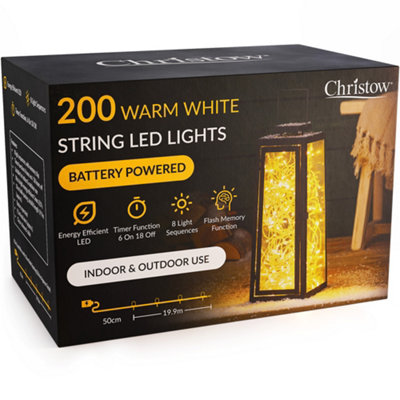 Christow Christmas Battery Powered LED String Lights with Clear Cable