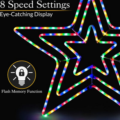 Christow Christmas LED Flashing Star Rope Light