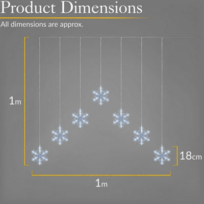 Christow Christmas LED Snowflake Curtain Lights