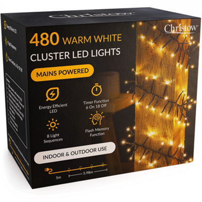 Christow Christmas Mains Powered LED Cluster Lights