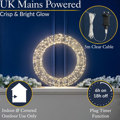 Christow Christmas Micro LED Light Up Wreath Door Decoration