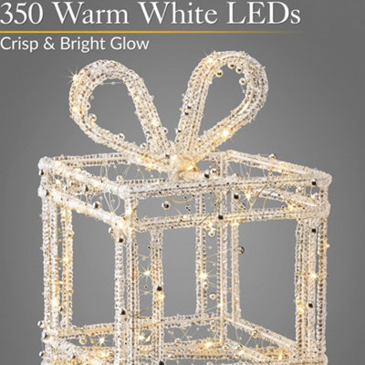 Christow Stacked Light Up Christmas Presents 3 x Warm White LED Parcels ...