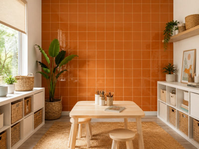 Chromara Orange Gloss Ceramic Wall Tiles (38 Pack- 1 Box- 0.83m2 ...