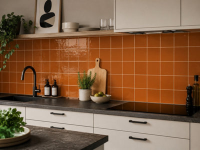 Chromara Orange Gloss Ceramic Wall Tiles (38 Pack- 1 Box- 0.83m2 ...