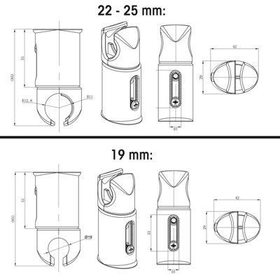 Chrome 22mm Clamp Brackets for Towel Rail Radiators Flat/Curved