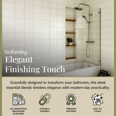 Chrome 5mm Toughened Safety Glass Hinged Shower Bath Screen