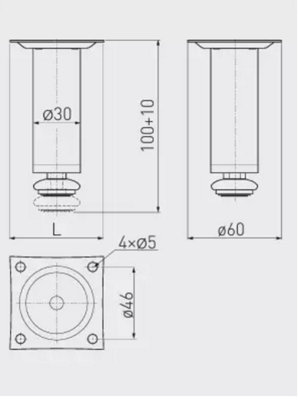 CHROME ADJUSTABLE PLINTH LEG FOR KITCHEN FURNITURE CABINETS Inox 100mm ...