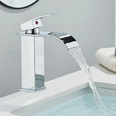 Chrome Basin Sink Mixer Tap Waterfall Cloakroom Mono Single Lever ...