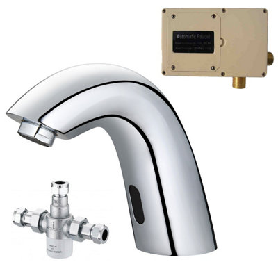 Chrome Basin Sink Mono Mixer Tap Infrared Sensor Activated Automatic ...