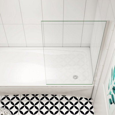 Chrome Bathroom 800x1400mm Fixed Bath Screen Over Glass Shower Screen Panel