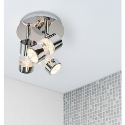 Chrome Bathroom Spot Light with LED Bubble Acrylic Heads