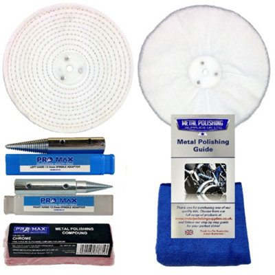 Chrome Bench Grinder Metal Polishing Kit 6" x 1" - Pro-Max