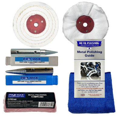 Chrome Bench Grinder Metal Polishing Kit 7pc 4" x 1/2" - Pro-Max