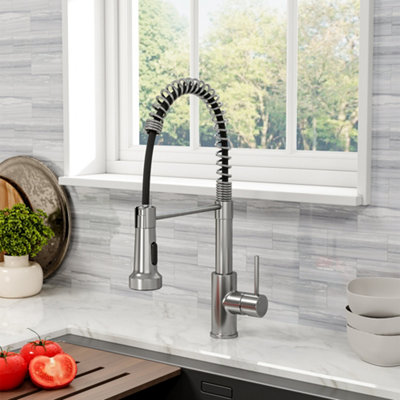 Chrome Commercial Swivel Pull out Kitchen Tap Mixer Tap Faucet