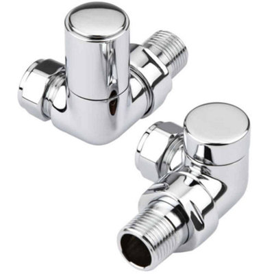 Chrome Corner Towel Rail Radiator Rad Valves Angled Pair Solid Brass ...