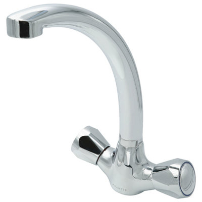 Chrome Deck Mounted Kitchen Mixer Tap - Dual Handle Mercia Modern ...