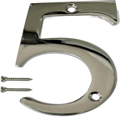 Chrome Door Numbers 3 Inch Screw On Numerals Times New Roman For Wooden ...