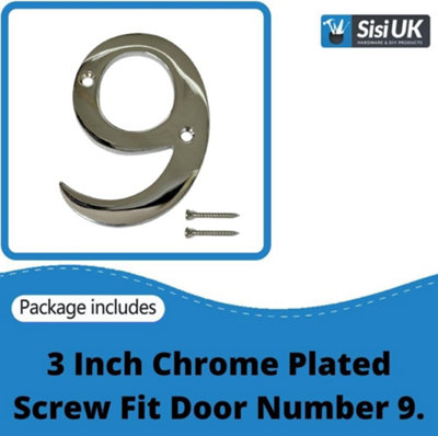 Chrome Door Numbers 3 Inch Screw On Numerals Times New Roman For Wooden ...