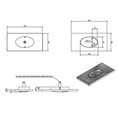 Chrome Dual Flush Toilet Concealed Cistern Plate Push Button Cable Operated