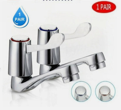 Chrome Lever Basin Taps Pair of Bathroom Sink Taps for Basin Hot and ...