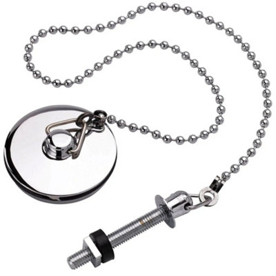 Chrome Metal Bathroom Basin Sink Plug and Chain Heavy Duty Brass 1 1/4 ...