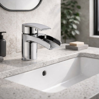 Chrome Mini Mono Basin Mixer Tap - Compact Lever Design for Cloakroom ...