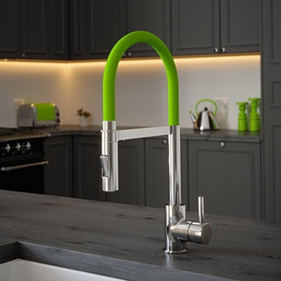 Chrome Mixer Spray Tap with Green Tube