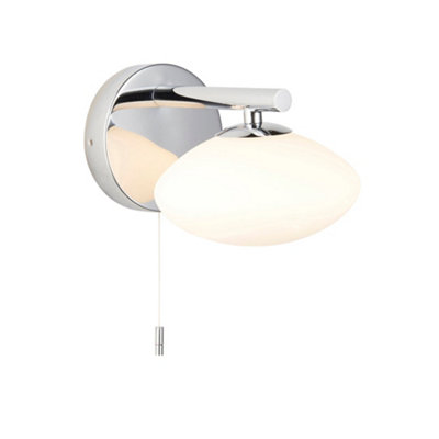 Chrome Plated Bathroom Wall Light & Opal Glass Shade - IP44 Rated ...