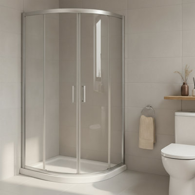 Chrome Quadrant Shower Enclosure 900 x 900 mm with Glass Doors Cubical ...