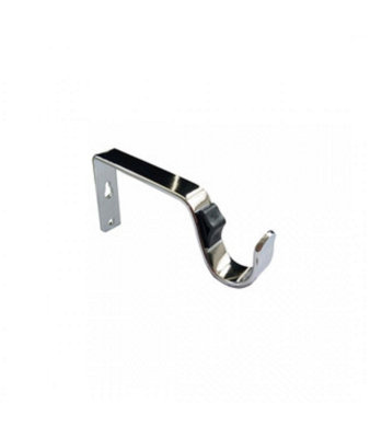 Chrome Quick Lock Fixed Metal Curtain Pole Support Bracket Pair (28mm)