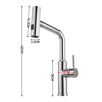 Chrome Retractable Pulldown Kitchen Mixer Tap Faucet