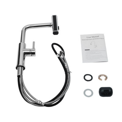 Chrome Retractable Pulldown Kitchen Mixer Tap Faucet