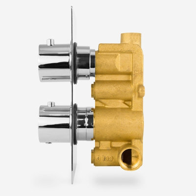 Chrome Round Twin Dual Concealed Thermostatic Shower Mixer Valve ...