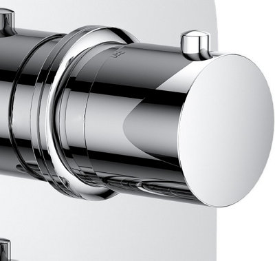 Chrome Round Twin Dual Concealed Thermostatic Shower Mixer Valve - Single Outlet