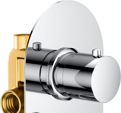Chrome Round Twin Dual Concealed Thermostatic Shower Mixer Valve ...