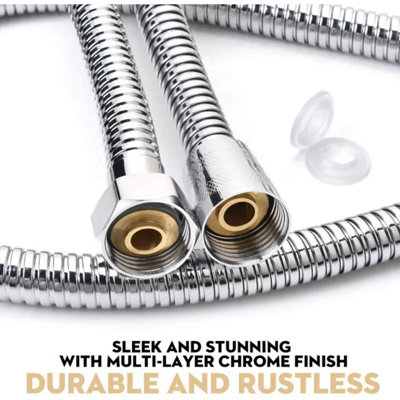 Chrome Shower Bath Hose Flexible Stainless Steel Replacement Pipe 2 ...