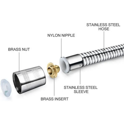 Chrome Shower Bath Hose Flexible Stainless Steel Replacement Pipe 2 ...