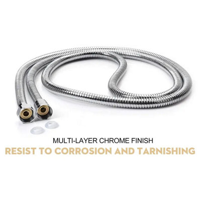 Chrome Shower Bath Hose Flexible Stainless Steel Replacement Pipe 3 ...