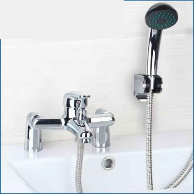 Chrome Single Lever Bath Mixer Tap & Handheld Shower Head