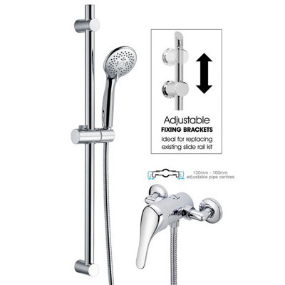 Chrome Single Lever Shower Mixer Exposed Concealed -140 - 160mm Centres ...